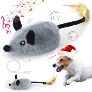 mity rain interactive dog toys, fake mouse moving dog toy with automatic sensor, dog mouse toy with realistic sound & extended tail, automatic dog toy for cats dogs pet, squeaky dog toys