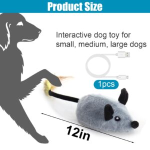 Mity rain Interactive Dog Toys, Fake Mouse Moving Dog Toy with Automatic Sensor, Dog Mouse Toy with Realistic Sound & Extended Tail, Automatic Dog Toy for Cats Dogs Pet, Squeaky Dog Toys