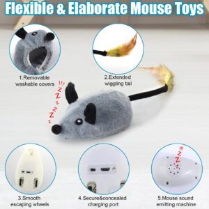 Mity rain Interactive Dog Toys, Fake Mouse Moving Dog Toy with Automatic Sensor, Dog Mouse Toy with Realistic Sound & Extended Tail, Automatic Dog Toy for Cats Dogs Pet, Squeaky Dog Toys