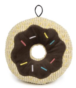 trustypup tough 'n fun chocolate donut squeaky plush dog toy, chew guard technology - brown, large