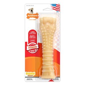 nylabone power chew textured femur bone chew toy for dog, indestructible dog toys for aggressive chewers large breed, beef flavor, x-large/souper (1 count)