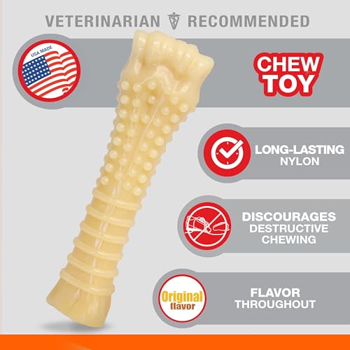 Nylabone Power Chew Textured Femur Bone Chew Toy for Dog, Indestructible Dog Toys for Aggressive Chewers Large Breed, Beef Flavor, X-Large/Souper (1 Count)