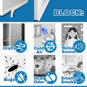 MAXTID Under Door Draft Stoppers 36 Inch White Door Draft Blocker Draft Stoppers for Bottom of Doors Seal Gap Reduce Wind/Breeze, Cold Air, Dust, Smoke, Door Seal Strips Sweeps