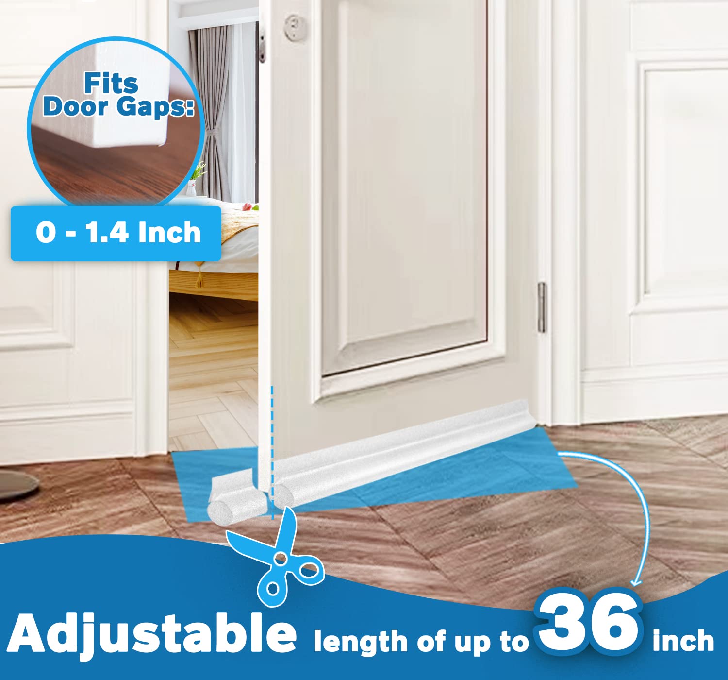 MAXTID Under Door Draft Stoppers 36 Inch White Door Draft Blocker Draft Stoppers for Bottom of Doors Seal Gap Reduce Wind/Breeze, Cold Air, Dust, Smoke, Door Seal Strips Sweeps