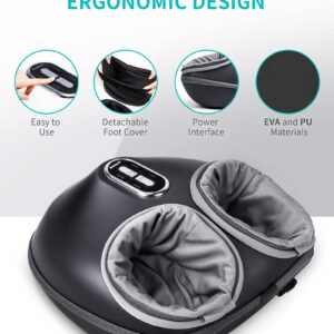 Nekteck Shiatsu Foot Massager Machine with Soothing Heat, Deep Kneading Therapy, Air Compression, Improve Blood Circulation and Foot Wellness,Relax for Home or Office Use(Gray)