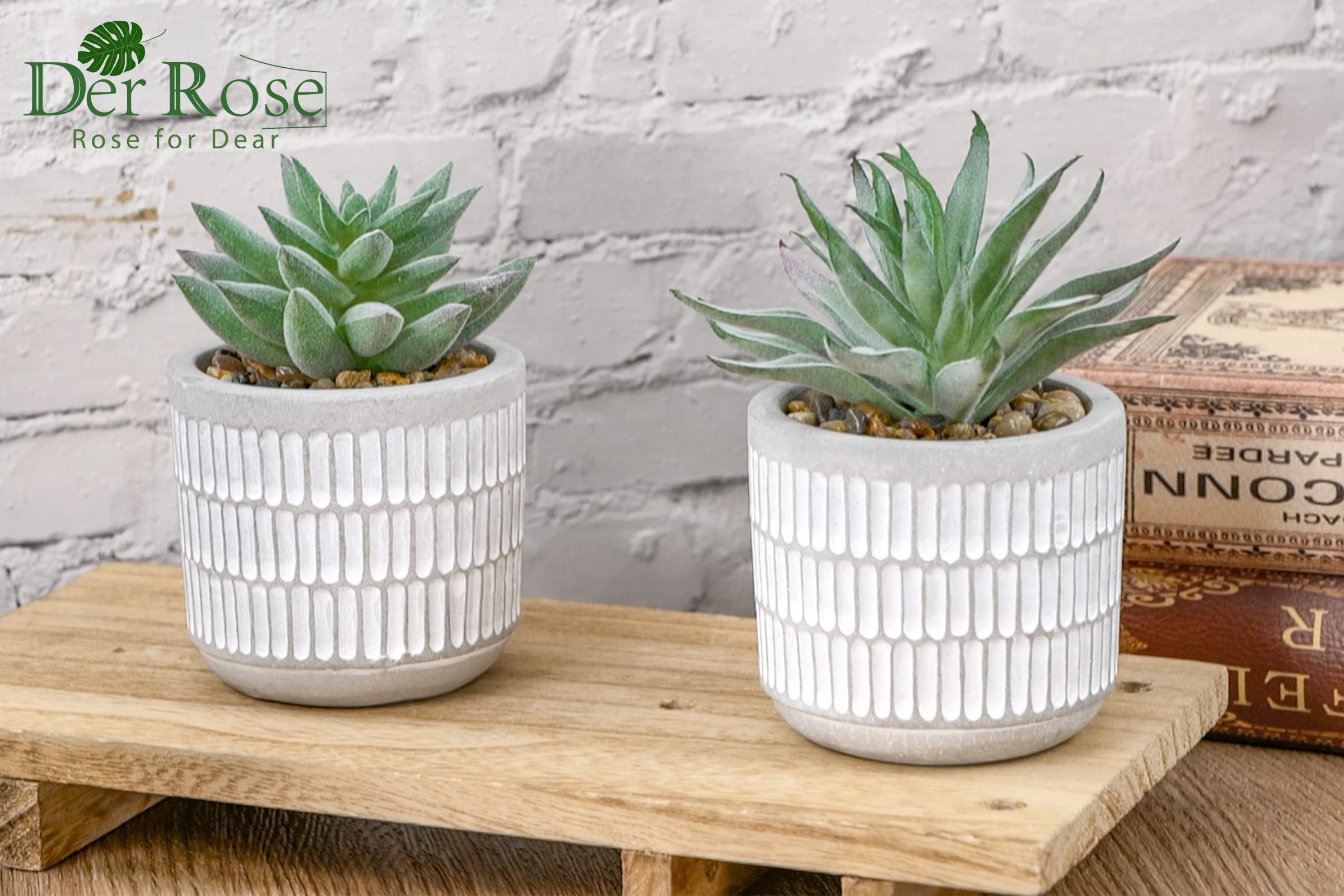 Der Rose Set of 2 Succulents Plants Artificial Fake Plants for Living Room Bathroom Bedroom Aesthetic Home Kitchen Decor