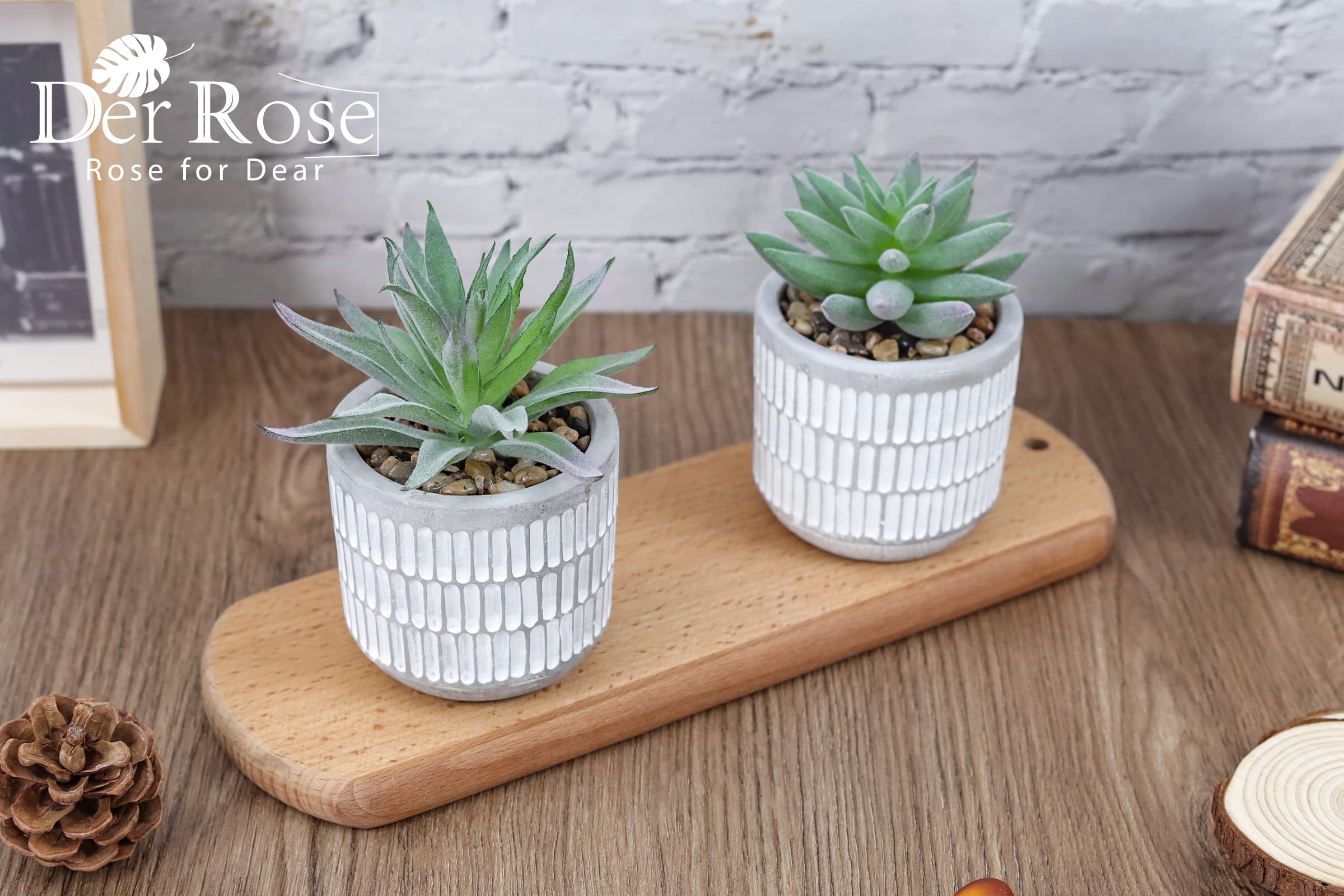 Der Rose Set of 2 Succulents Plants Artificial Fake Plants for Living Room Bathroom Bedroom Aesthetic Home Kitchen Decor