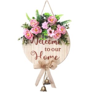 litially welcome sign for front door decor for hanging farmhouse porch, outdoor wall, door signs for home, for spring summer fall all seasons all holiday