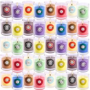 set of 40 scented candle with 10 fragrances, soy wax aromatherapy strong scented candle in glass jar for women home decor