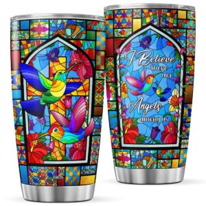 cubicer hummingbird tumbler with lid for women girl teens loves hummingbirds bird lovers decor home coffee travel stainless mugs 20 oz glasses drinking kitchen accessories gifts