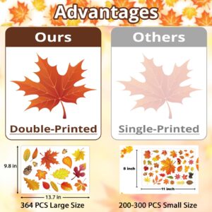 364 PCS Fall Window Clings, Double Sided Autumn Window Clings for Glass Windows,Window Clings Stickers for Thanksgiving Halloween Seasonal Holiday,Fall Decorations for Home Fall Decor (8 Large Sheets)