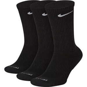 nike everyday plus cushion crew socks 3-pair pack black/white xl (us men's shoe 12-15)