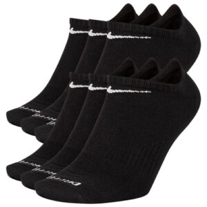 men's nike 6-pair everyday plus lightweight no-show socks (large, black/white)