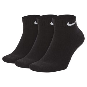 nike everyday cushion low training socks (3 pair), men's & women's athletic low cut socks with sweat-wicking technology, black/white, medium