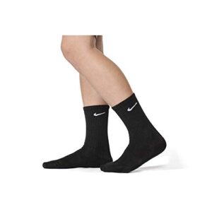 Nike Kids' Everyday Cushion Crew Socks (6 Pairs), Black/White, Small