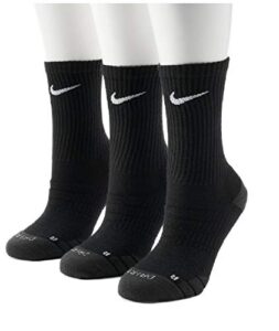 nike women's 3-pk. dri-fit cushioned crew socks (black)