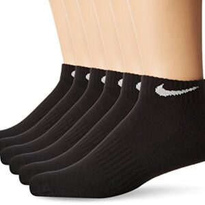 NIKE Unisex Performance Cushion Low Rise Socks with Bag (6 Pairs), Black/White, Large