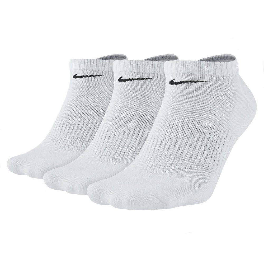 NIKE Unisex Performance Cushion No-Show Training Socks (3 Pairs), Black/White, Large