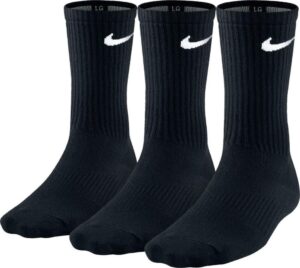 nike men's lightweight crew socks (pack of 3), black, large (w: 10-13, m: 8-12)