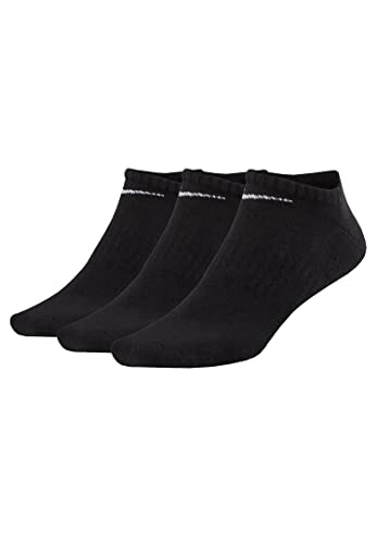 Nike Everyday Cushion No Show Socks, Unisex Nike Socks with Sweat-Wicking Technology (Pack of 3 Pairs of Socks), Black/White, Large