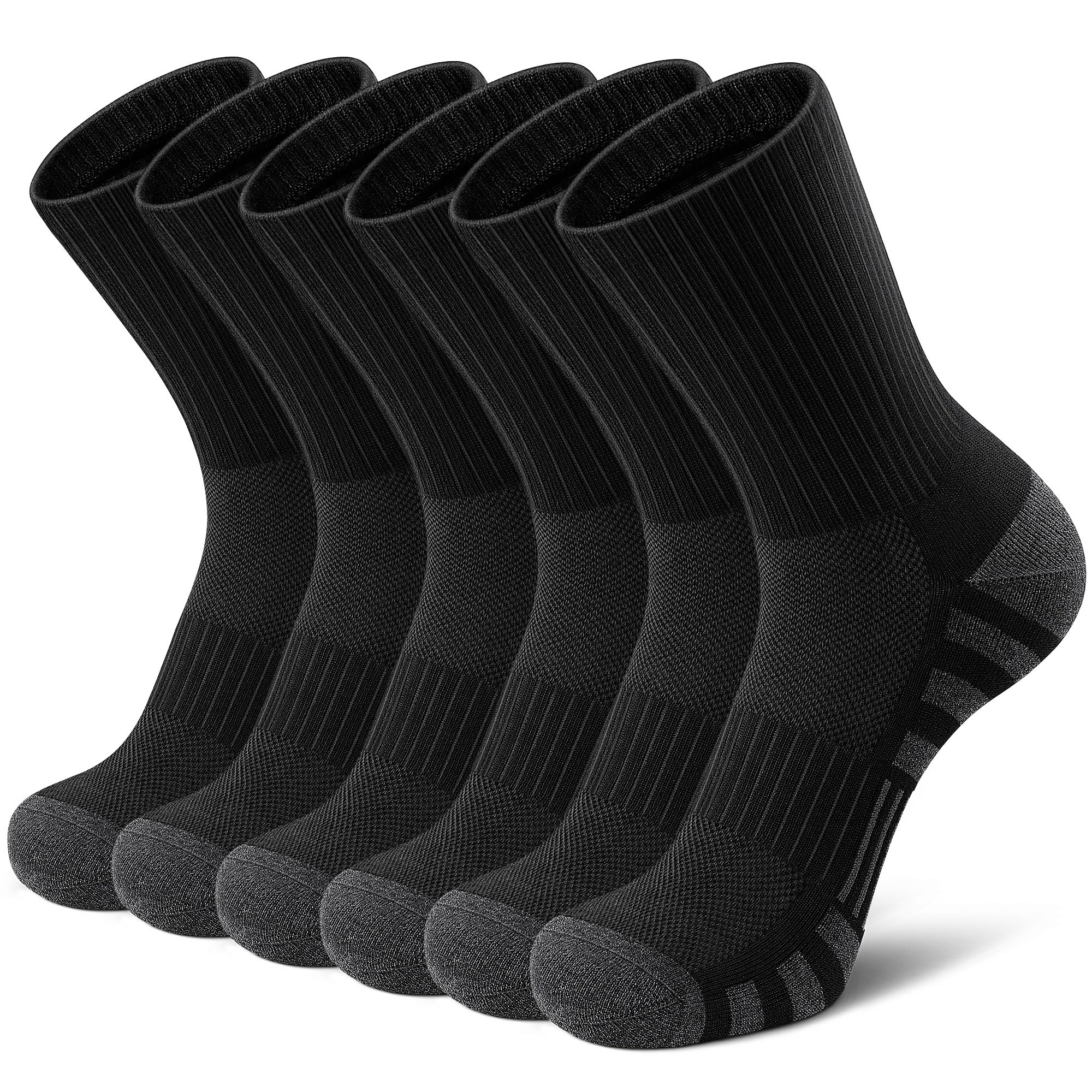 Airacker Athletic Socks Sport Running Calf Socks Performance Cushioned Breathable Crew Socks for Men Women(6 Pairs)