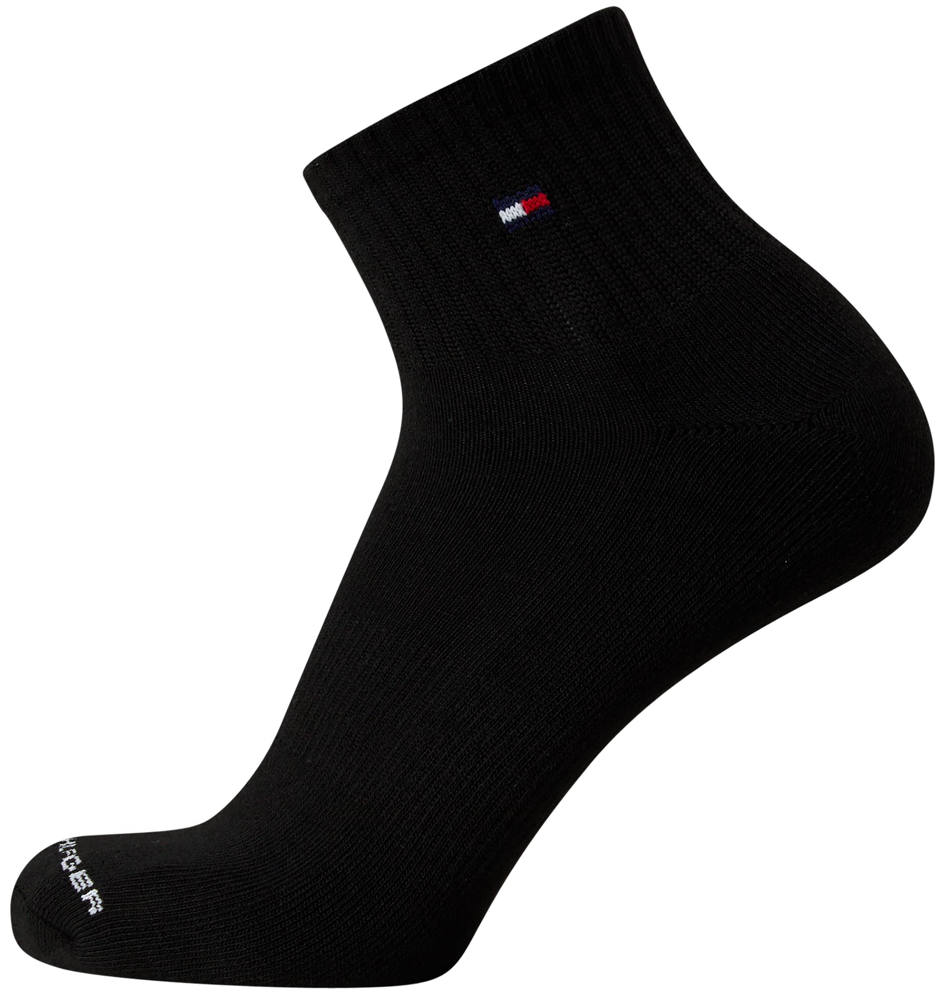 Tommy Hilfiger Mens Athletic Socks Cushion Quarter Cut Ankle Socks (12 Pack), Size 7-12, Black Flag