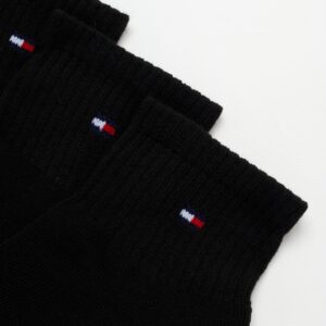 Tommy Hilfiger Mens Athletic Socks Cushion Quarter Cut Ankle Socks (12 Pack), Size 7-12, Black Flag