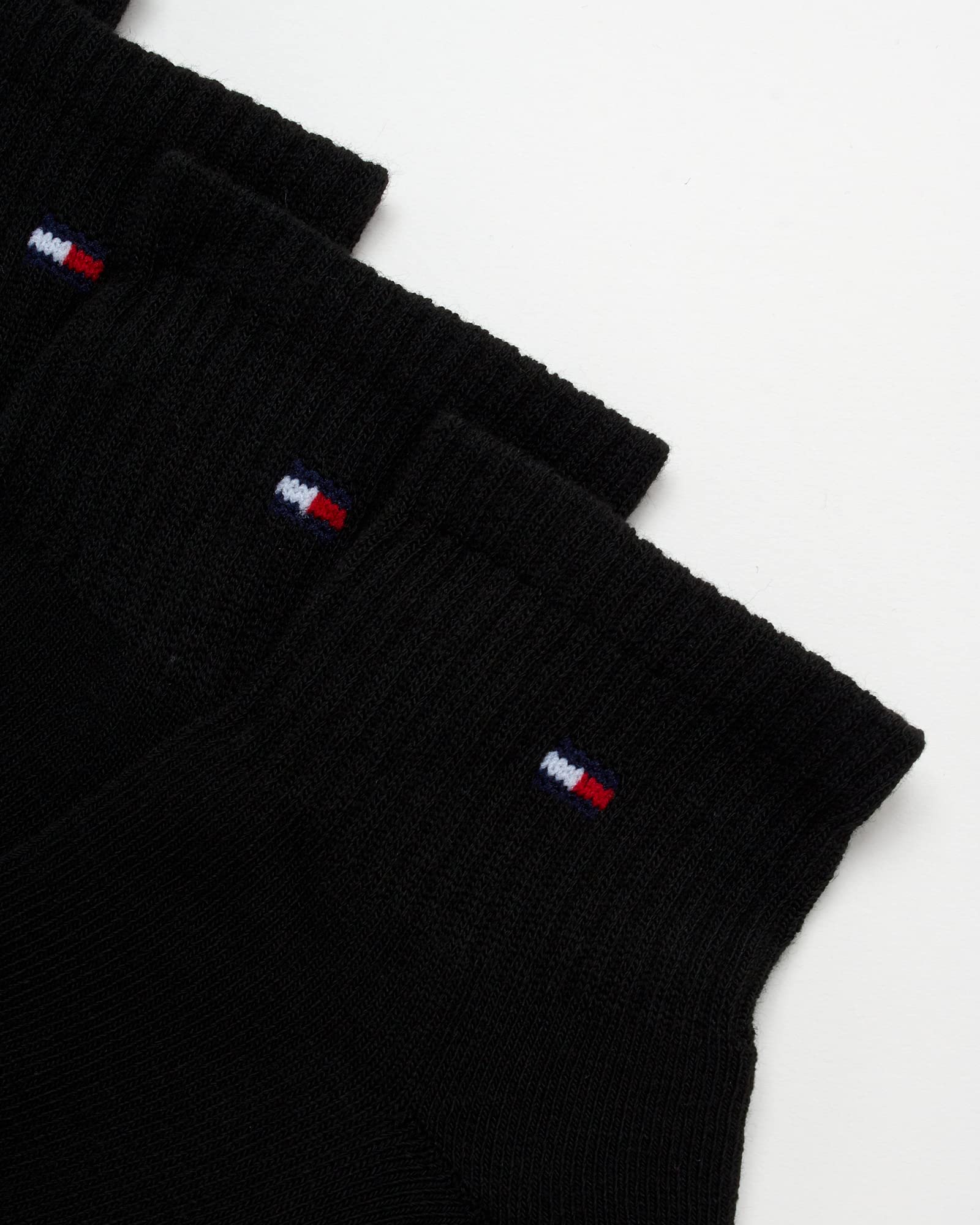 Tommy Hilfiger Mens Athletic Socks Cushion Quarter Cut Ankle Socks (12 Pack), Size 7-12, Black Flag