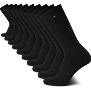 Tommy Hilfiger Men's Athletic Socks - Cushioned Crew Socks (10 Pack), Size 7-12, Black