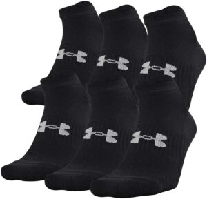 under armour adult training cotton no show socks, multipairs , black (6-pairs) , large