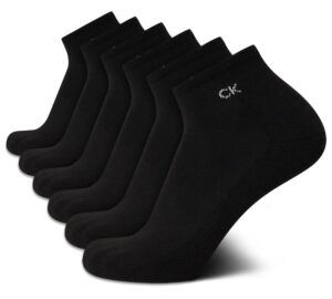 calvin klein men's socks - cushioned above ankle athletic mini-crew socks (6 pack), size 7-12, black