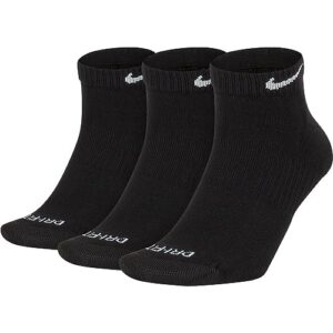 nike everyday plus cushion low socks 3-pair pack black/white lg (us men's shoe 8-12, women's shoe 10-13)