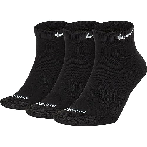 Nike Everyday Plus Cushion Low Socks 3-Pair Pack Black/White LG (US Men's Shoe 8-12, Women's Shoe 10-13)