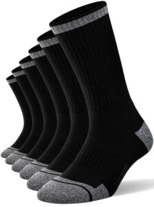 fitrell 6 pack men's athletic crew socks cushioned work boot socks, black, x-large, shoe size 12-15