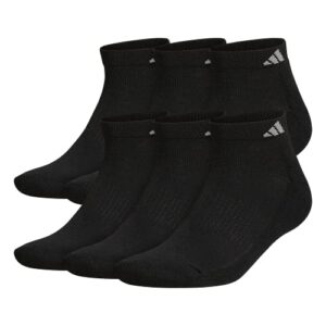 adidas men's athletic cushioned low cut socks with arch compression for a secure fit (6-pair), black/aluminum 2, l