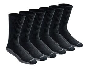 dickies men's dri-tech moisture control crew socks multipack, black (6 pairs), shoe size: 6-12, pack of 6