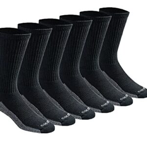 Dickies Men's Dri-tech Moisture Control Crew Socks Multipack, Black (6 Pairs), Shoe Size: 6-12, Pack of 6