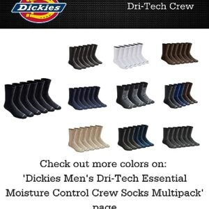 Dickies Men's Dri-tech Moisture Control Crew Socks Multipack, Black (6 Pairs), Shoe Size: 6-12, Pack of 6