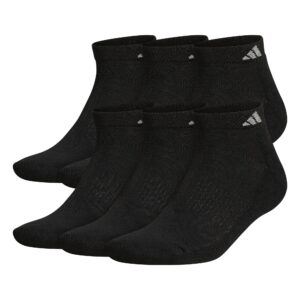 adidas mens athletic cushioned (6-pair) low cut sock, black/aluminum 2, x-large us