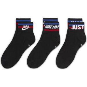 nike men`s everyday essential cushioned ankle socks 3 pack (black(da2612-010)/white, large)