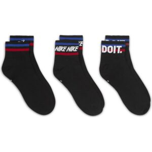 Nike Men`s Everyday Essential Cushioned Ankle Socks 3 Pack (Black(DA2612-010)/White, Large)