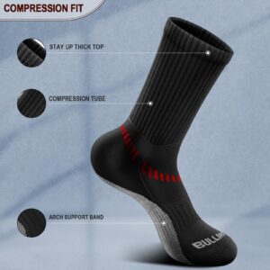 BULLIANT Men Running Socks 6Pairs, Compression Crew Sports Socks Athletic Cushioned For Men Breathable Wicking,Arch Support(6Pairs,Shoes Size:Men 11-13)