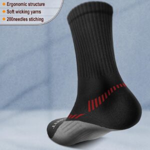 BULLIANT Men Running Socks 6Pairs, Compression Crew Sports Socks Athletic Cushioned For Men Breathable Wicking,Arch Support(6Pairs,Shoes Size:Men 11-13)