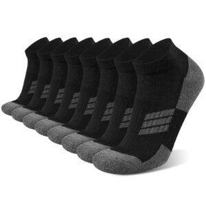 cooplus 8 pairs mens cushioned ankle socks, moisture wicking athletic running low cut sports socks