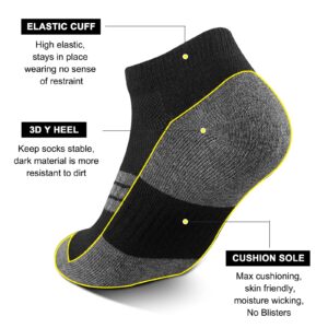 COOPLUS 8 Pairs Mens Cushioned Ankle Socks, Moisture Wicking Athletic Running Low cut Sports Socks