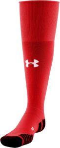 under armour adult soccer over-the-calf socks, 1-pair, red/black/white, large