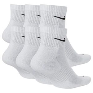 Nike Everyday Plus Cotton Cushioned Dri-Fit Ankle Socks (6 Pair) (White/Black, Medium)