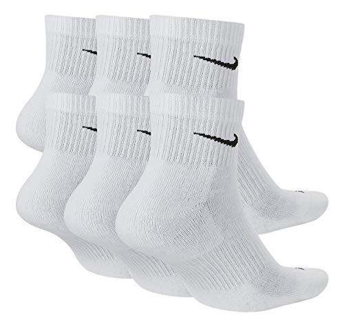 Nike Everyday Plus Cotton Cushioned Dri-Fit Ankle Socks (6 Pair) (White/Black, Medium)