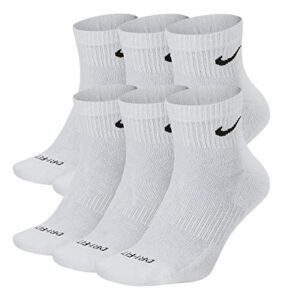 nike everyday plus cotton cushioned dri-fit ankle socks (6 pair) (white/black, medium)