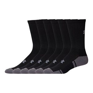 under armour adult resistor 3.0 crew socks, multipairs , black/graphite (6-pairs) , x-large